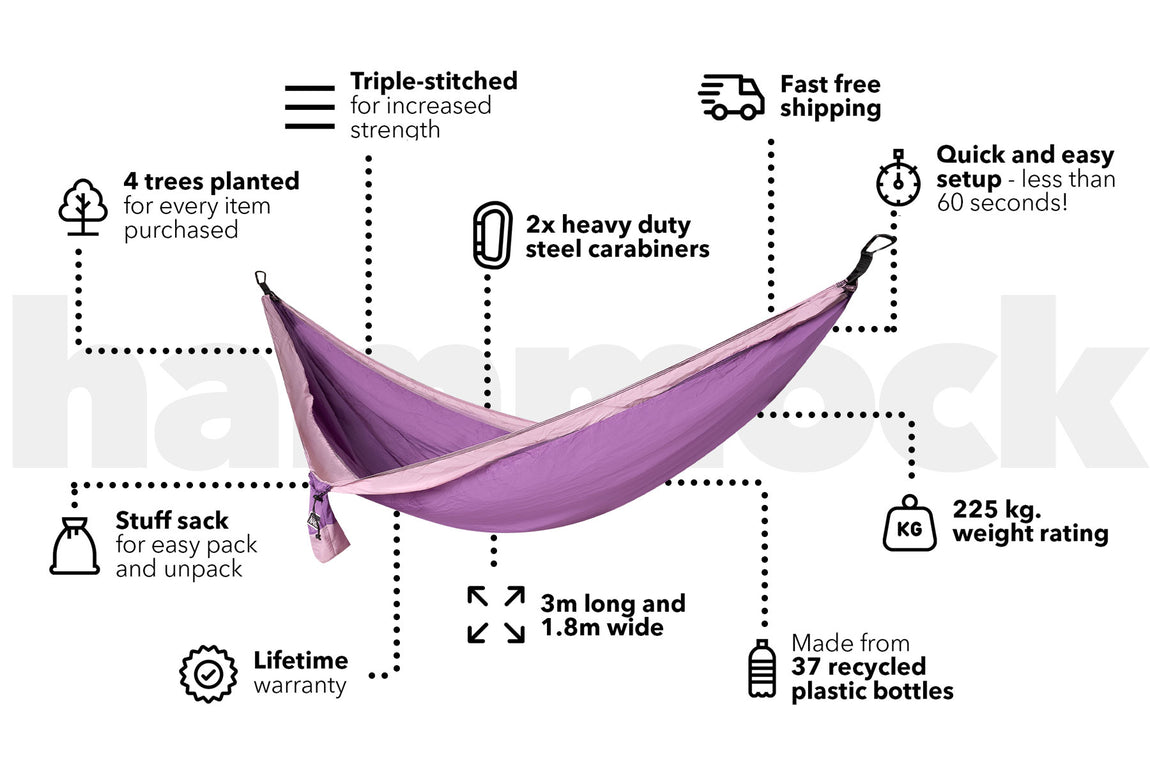 Mulberry Purple - Recycled Hammock with Straps | Made From 100% ...